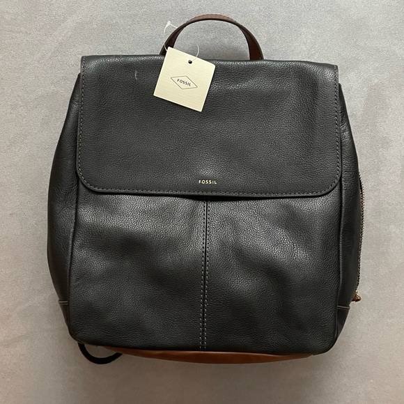 Fossil | Bags | Nwt Fossil Leather Mini Backpack Claire Brown Black ...